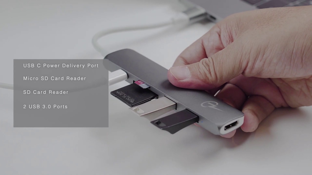 CharJenPro Skinny USB C Hub for all USB C laptops and phones - YouTube