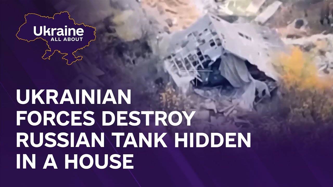 Ukrainian forces destroy Russian tank hidden in a house - YouTube