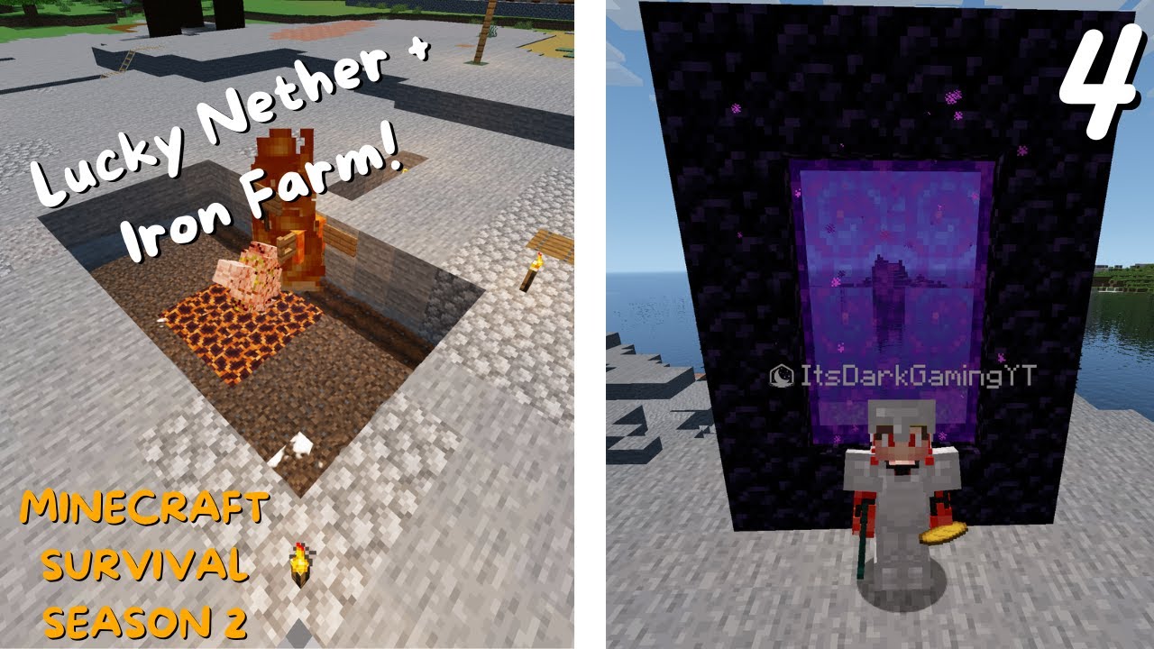 Lucky Nether + Iron Farm! | Minecraft Survival | (Season 2 Episode 4 ...