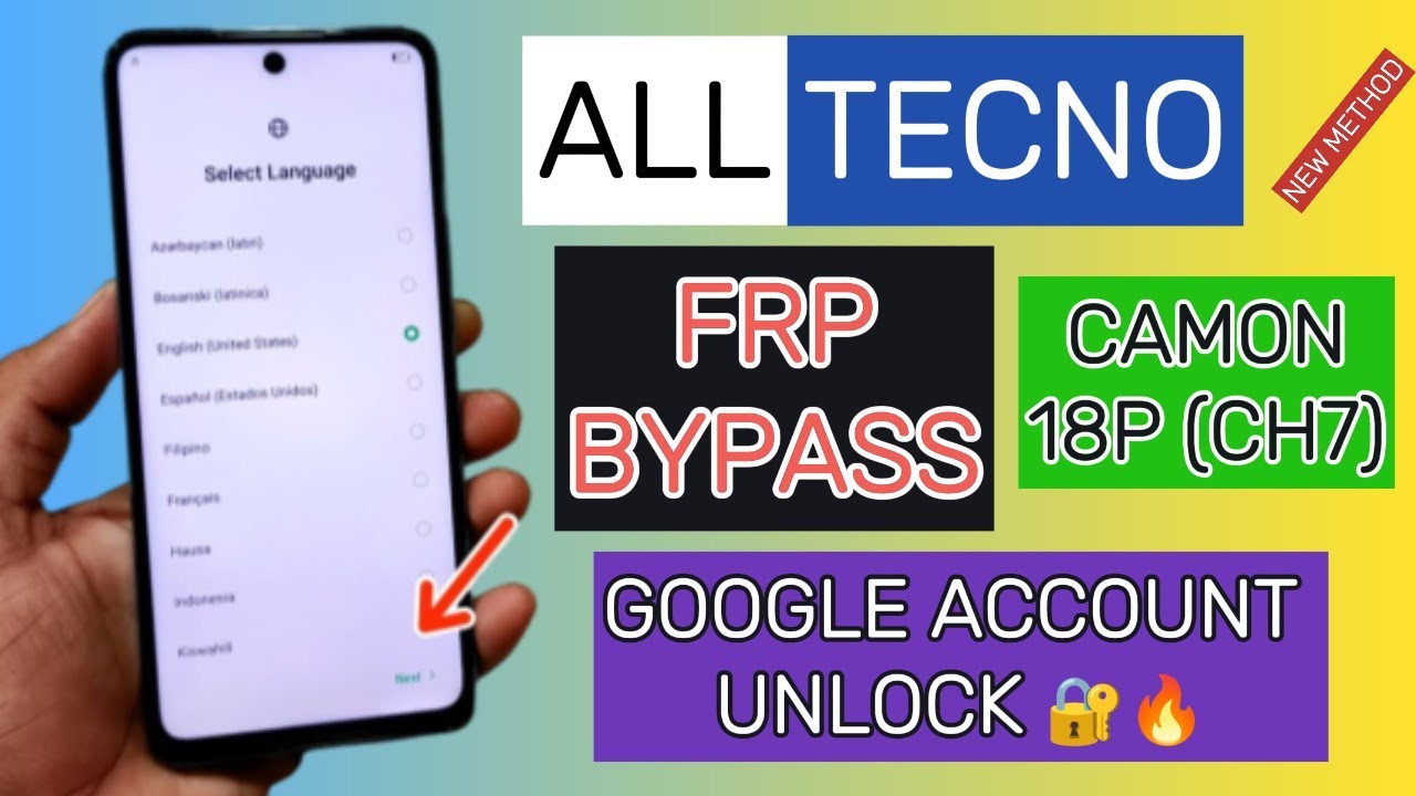 All Tecno Camon 18p (CH7) FRP Bypass 💯|| Google Account Unlock || New ...