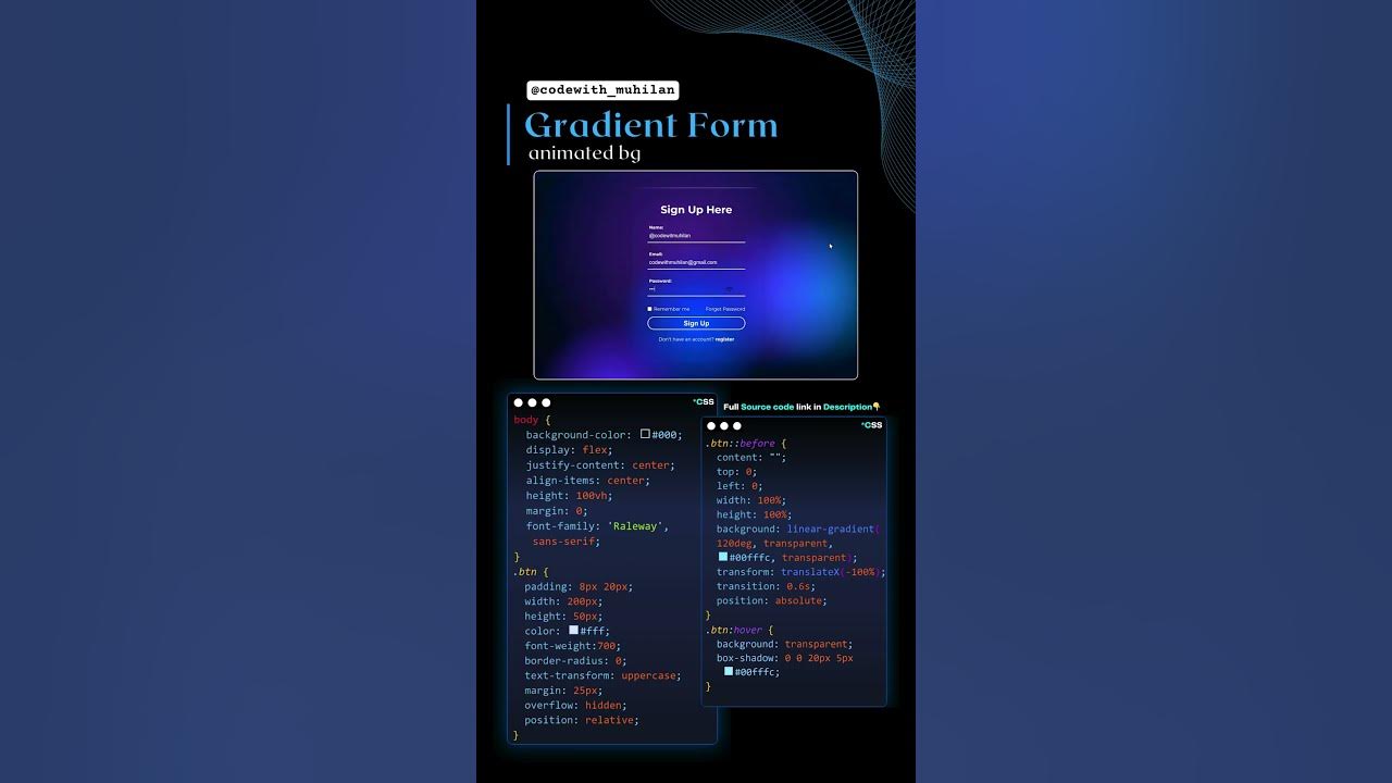 Gradient Animated Form #codewith_muhilan #css #coding - YouTube