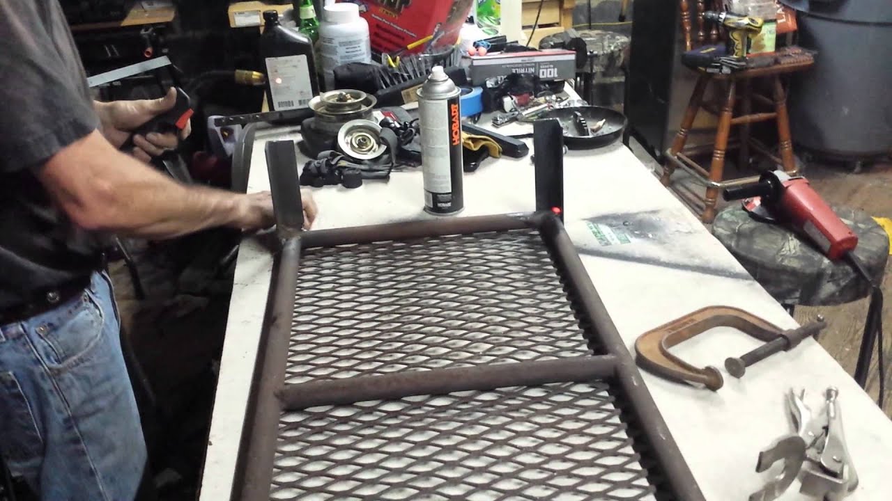 Welding the legs on - YouTube