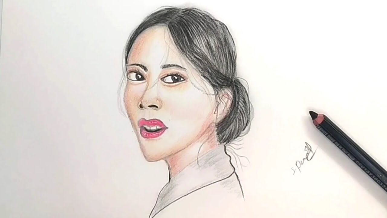How to draw A girl colour pencil easy drawing ( step by step ) drawing ...