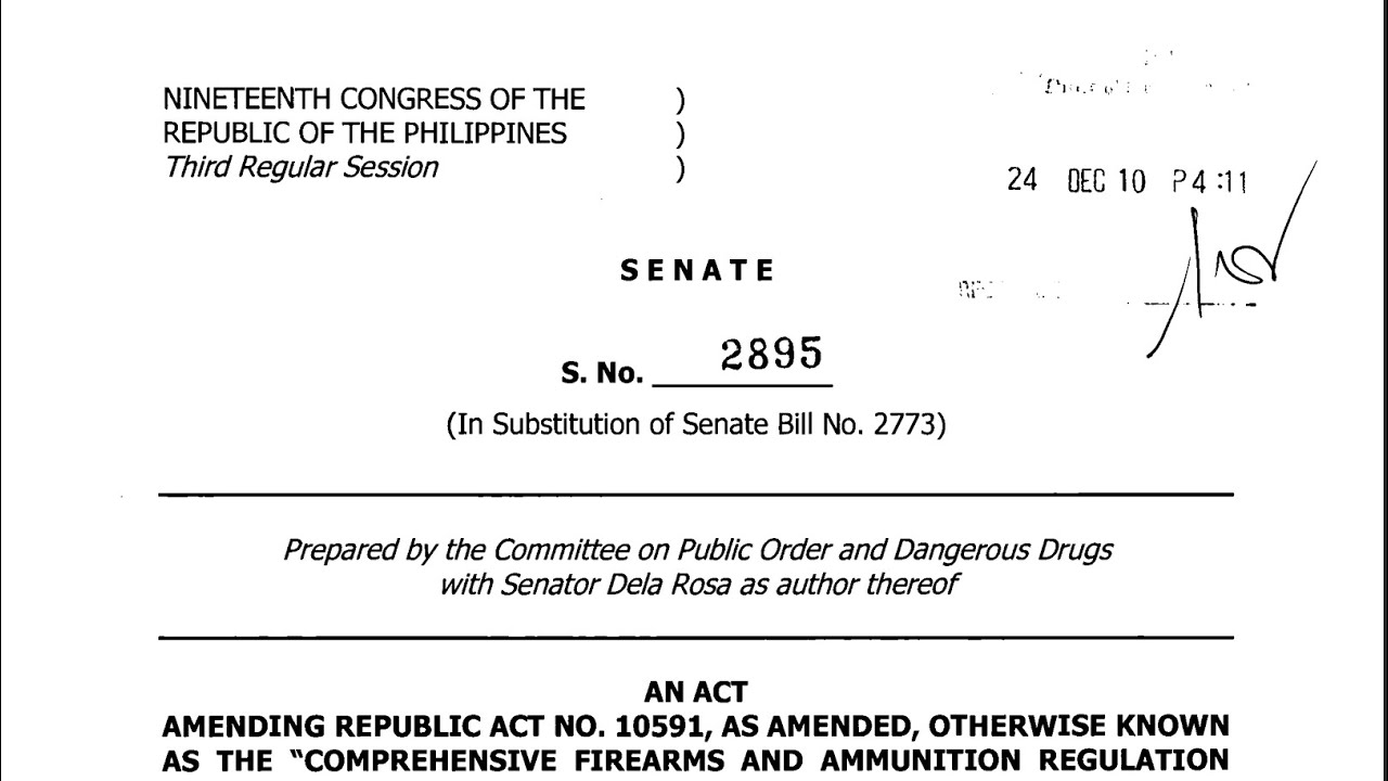 S.B. no. 2895 an act amending the RA 10591 (update) - YouTube