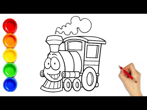 Easy Train Drawing & Coloring for Kids!🎨Learn how to draw a cute train step by step with this simple