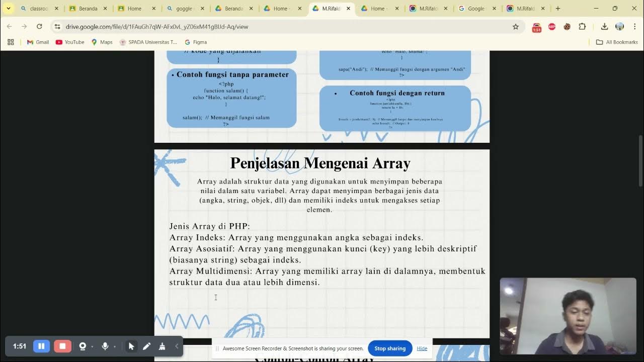 penjelasan tentang funcition dan array - YouTube