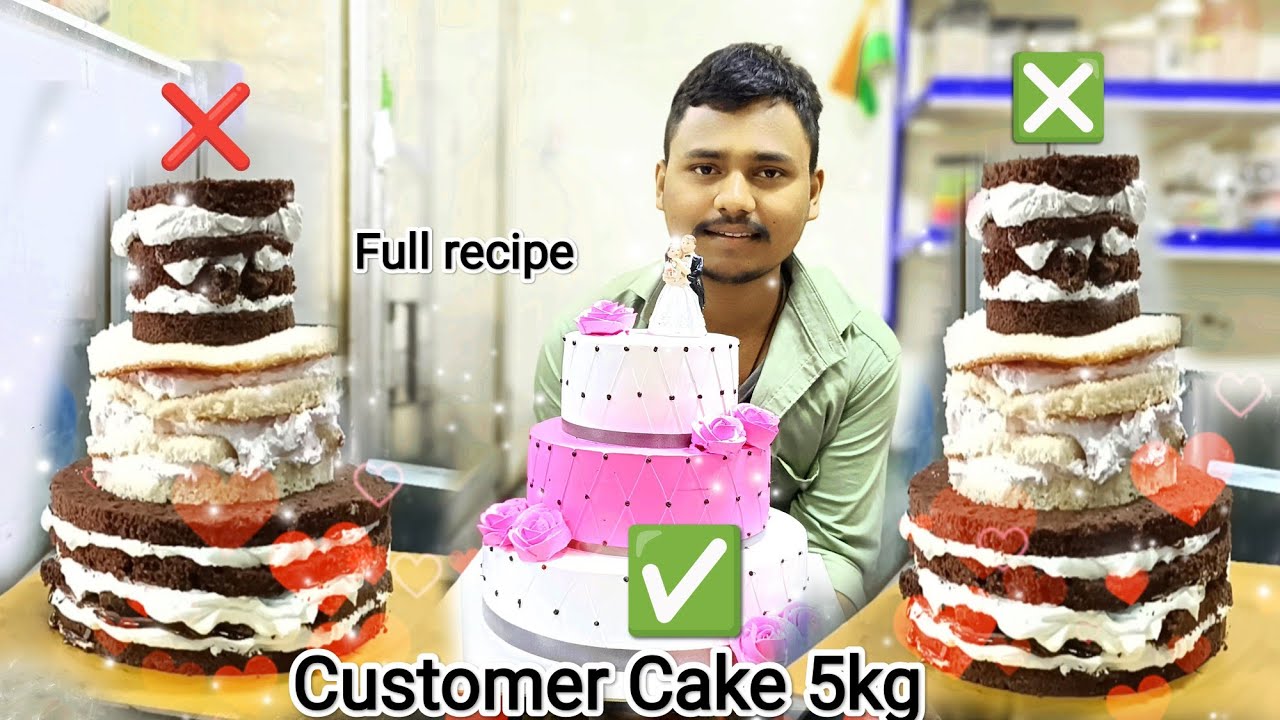 amazing white and pink colour ka cake design| Bakery full cake recipe 5 ...