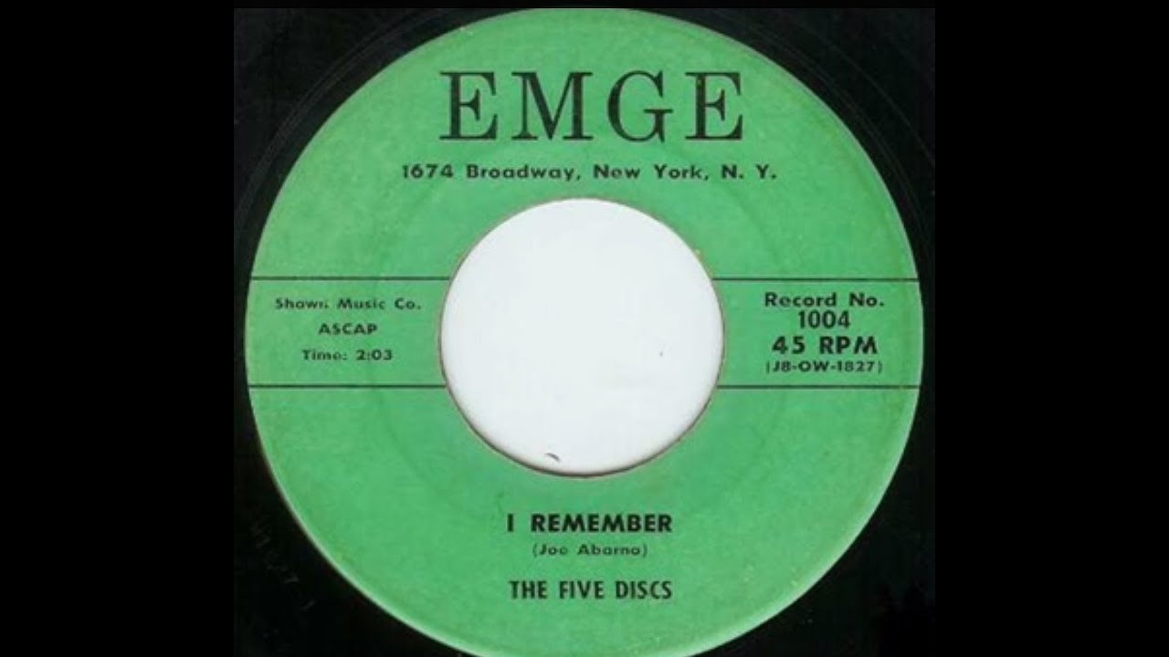 The Five Discs- I Remember (1958 Doo Wop Gold) - YouTube