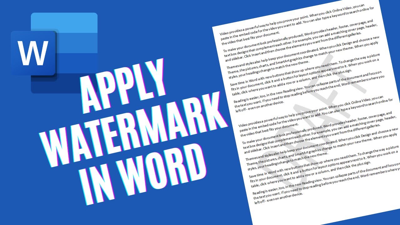 How to Apply A Watermark in Word | Microsoft Word Tutorials - YouTube