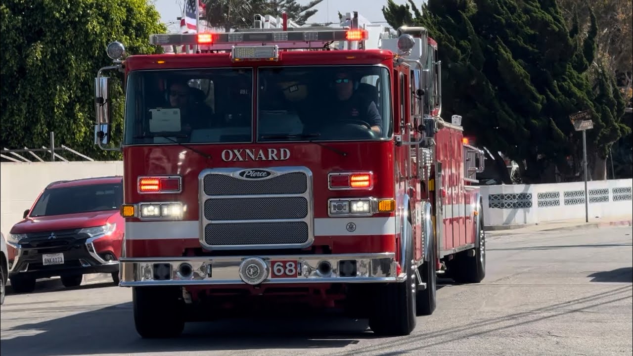 Oxnard Fire Department Truck 68 & Squad 68 ( T & SQ68 ) Responding to a ...