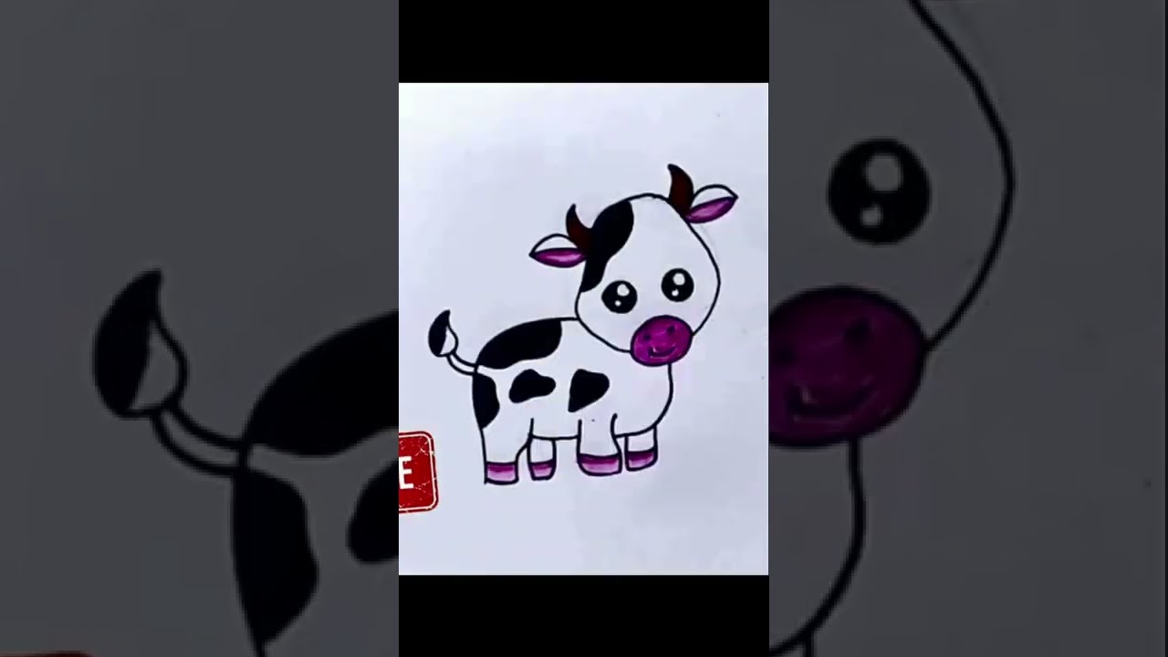 cute little cow drawing , how to draw a cow #thesketcher #howto # ...