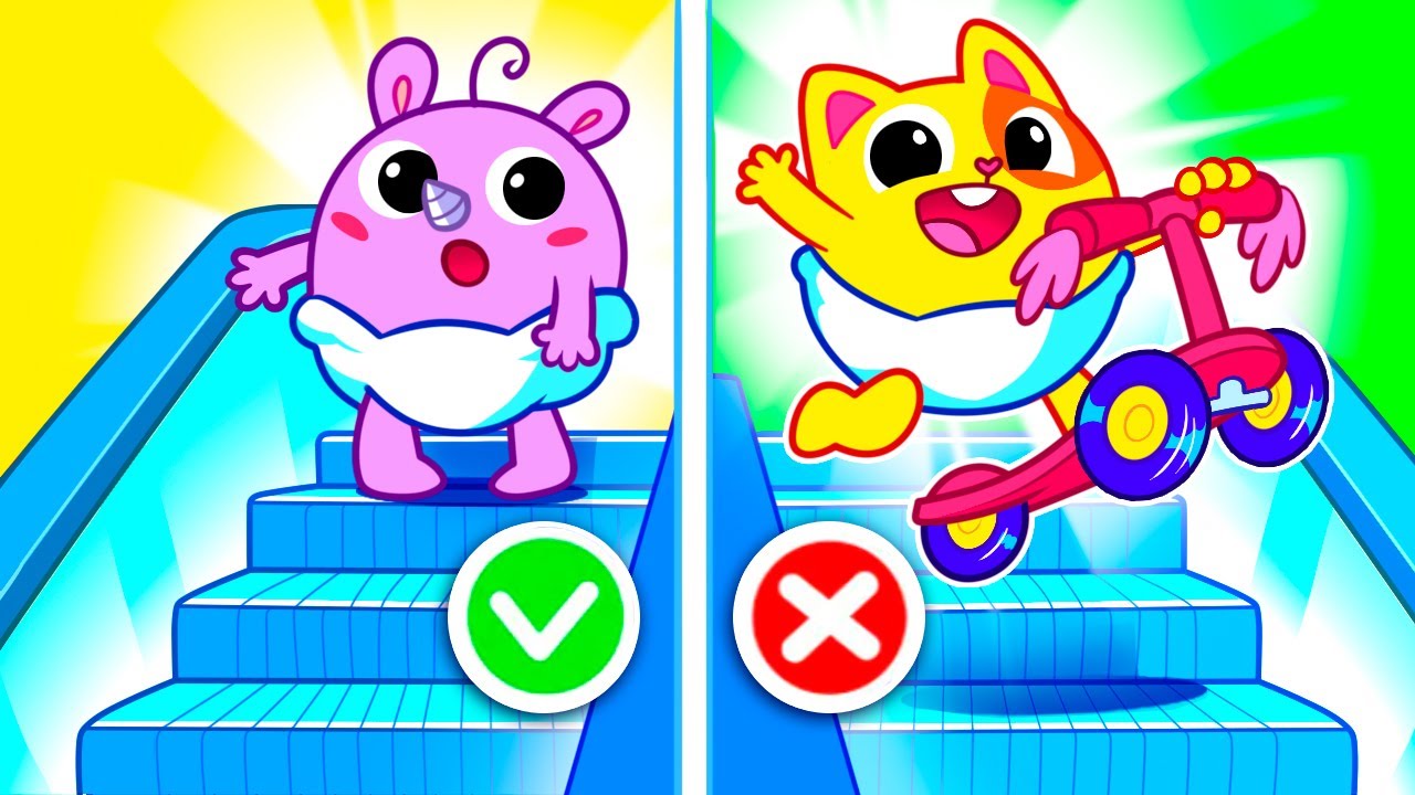 Safety Rules In The Escalator for Kids | Funny Cartoons by Toddler Zoo ...