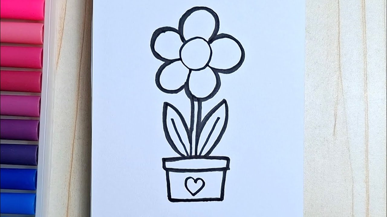 Drawing for Kids and Toddlers Easy - FLOWER POT / Menggambar Pot Bunga ...