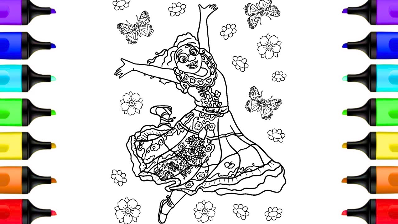 Coloring Mirabel With Butterflies | Mirabel Madrigal Encanto Disney ...