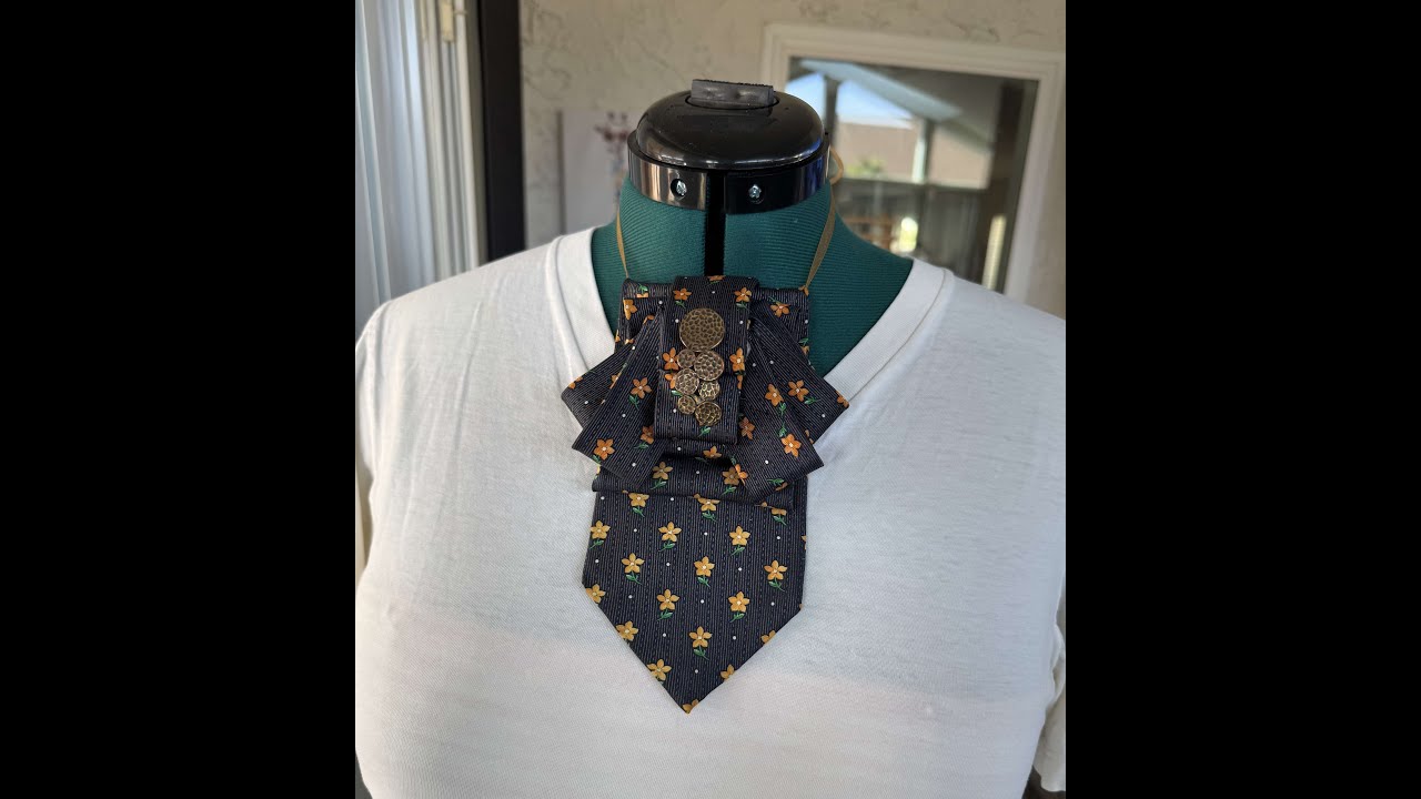 Upcycle tie necklace part two - YouTube