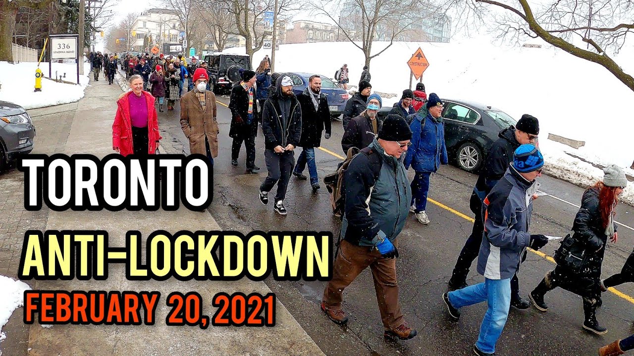 Anti-lockdown Protest, Downtown, Toronto,Canada, Saturday February 20 ...