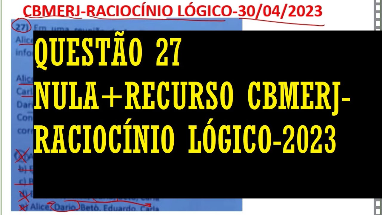 (NULA+RECURSO)-Questão 27-CBMERJ-2023 - YouTube