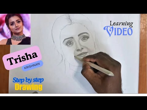 Trisha Krishnan pencil drawing step by step tutorial | Easy Trisha ...