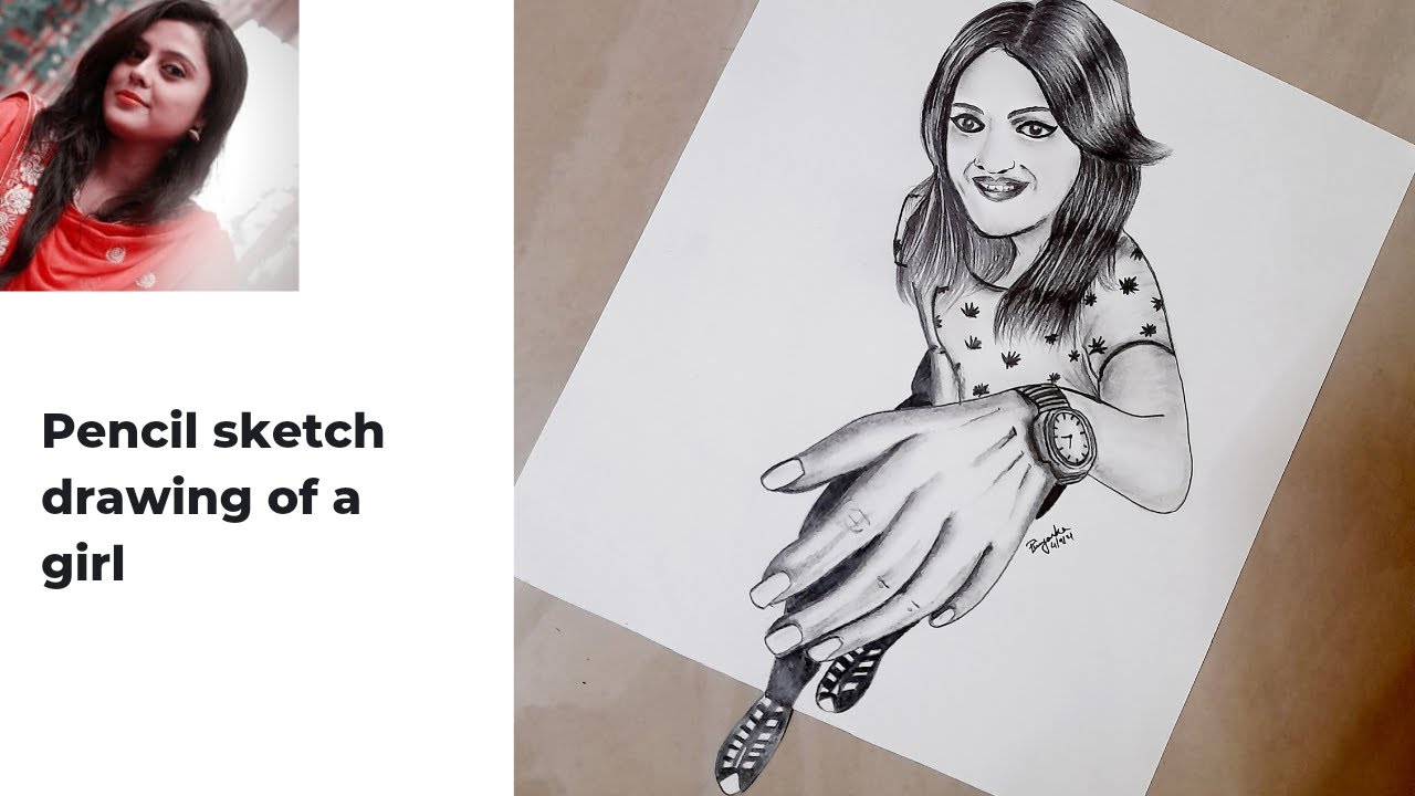 3d pencil sketch drawing of a girl || 3d girl drawing || pencil sketch ...