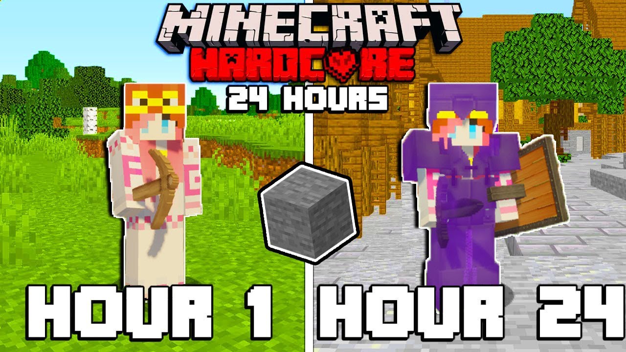 เอาชีวิตรอด 24ชั่วโมง!! ในโลกที่หินจะดรอปแต่ของOP (minecraft 24 Hours ...