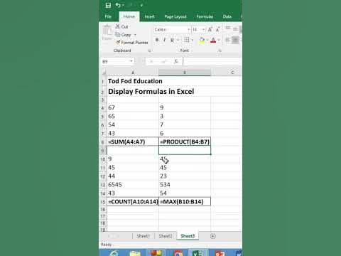 Display Formula in #microsoft #excel #msexcel #shorts #computer # ...