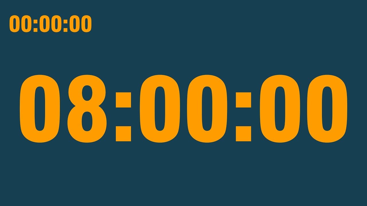 8 hour timer (with end alarm, time elapsed and progress bar) - YouTube