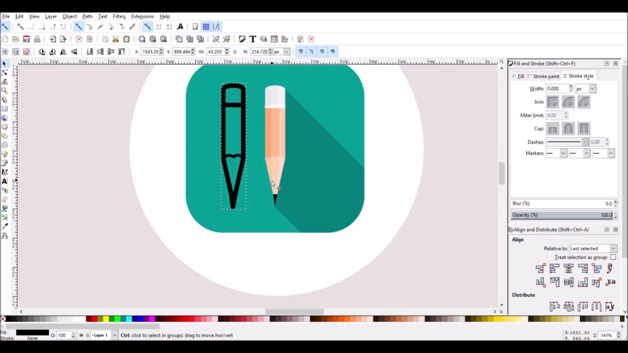 การสร้างเงาแบบ Long Shadow ให้กับงาน Flat icon โดย Inkscape - YouTube