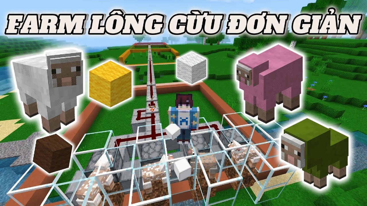 Hướng Dẫn Xây Máy Farm Lông Cừu Đơn Giản Minecraft Bedrock 1.21 - YouTube