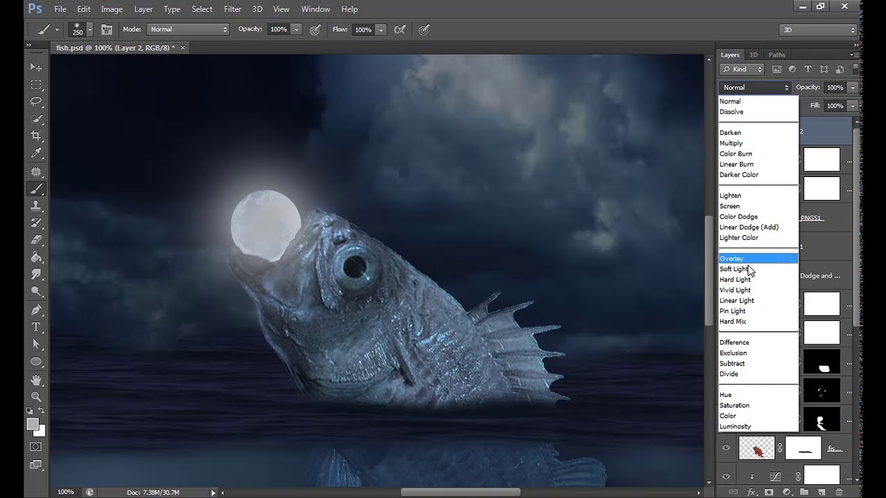 How to Create a giant fish trying to swallow the moon Photo ...