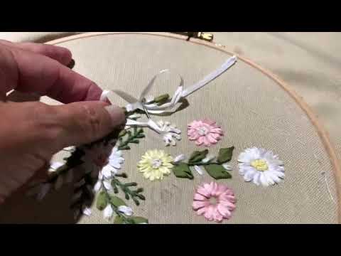Çiçek tekniği kurdele nakışı, ribbonembroidery, kolay çiçek yapımı