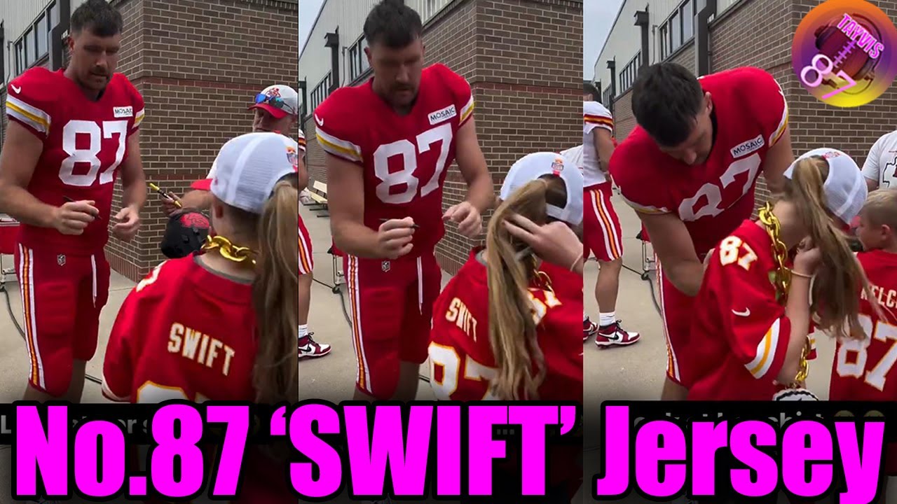 OMFG! Travis Kelce signing fan's 'SWIFT' no.87 jersey at Chiefs ...