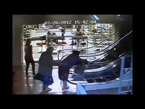 Yürüyen merdiveni yanlış anlayan teyze