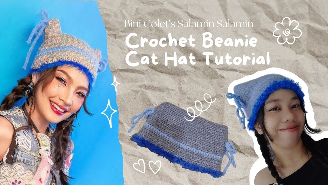 crochet beanie cat hat tutorial | bini colet's salamin salamin crochet ...