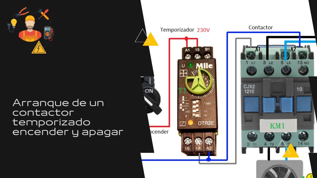 Arranque de un contactor temporizado encender y apagar - YouTube