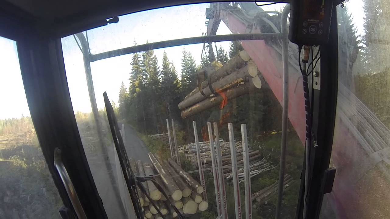 Timber transport with forestry crane - YouTube