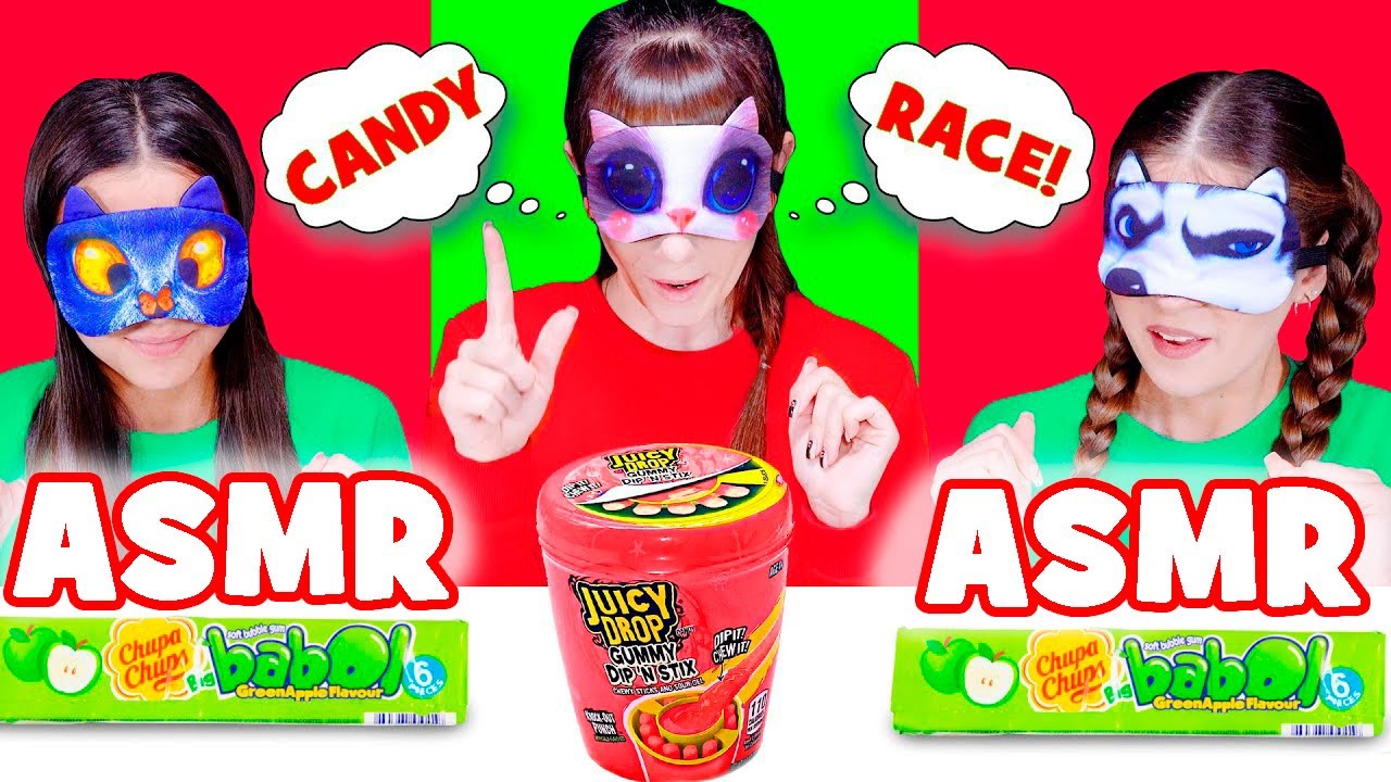 ASMR Green Candy Race VS Red Candy Race Mukbang - YouTube