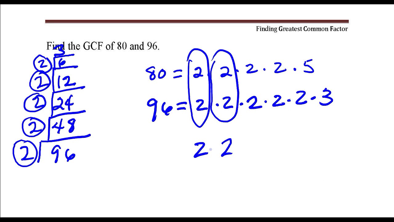 Find The GCF Of 80 And 96 YouTube