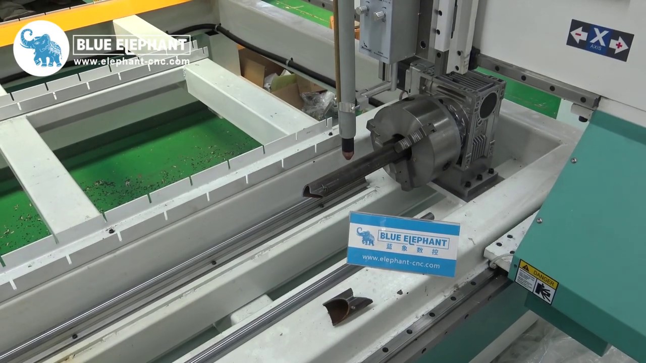Blue Elephant 1530 plasma cutter with rotary device - YouTube