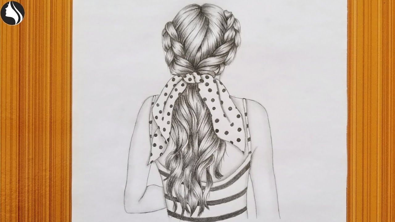 How to draw a girl from back side with beautiful hairstyle || easy for ...