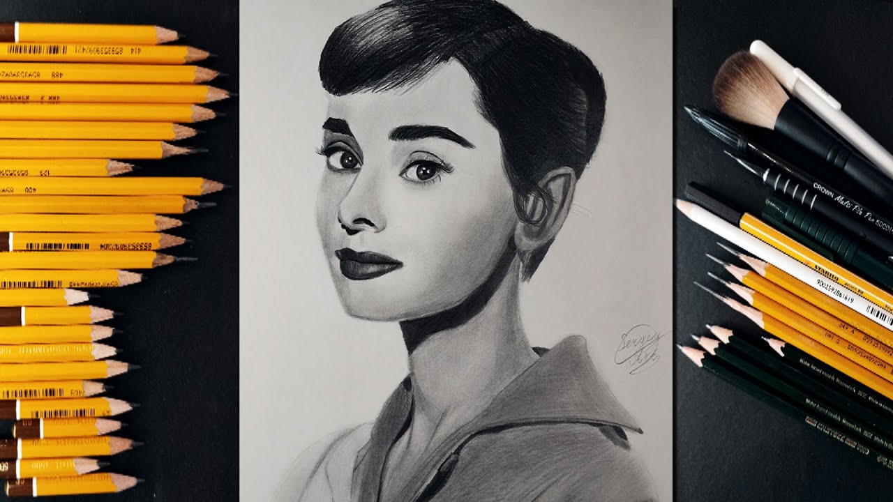 How to Draw Audrey Hepburn step by step [realistic drawing 4K] - YouTube