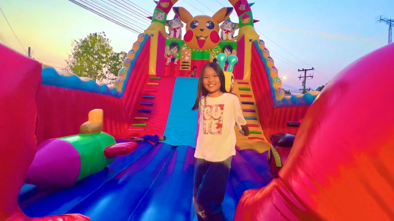Bouncy castle Pokemon Pikachu Luffy เล่นบ้านลม ลูฟี่ ปิกาจู โปเกม่อน ...