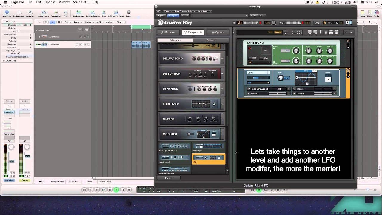 Logic Pro 9 - Guitar Rig Tape Echo - YouTube