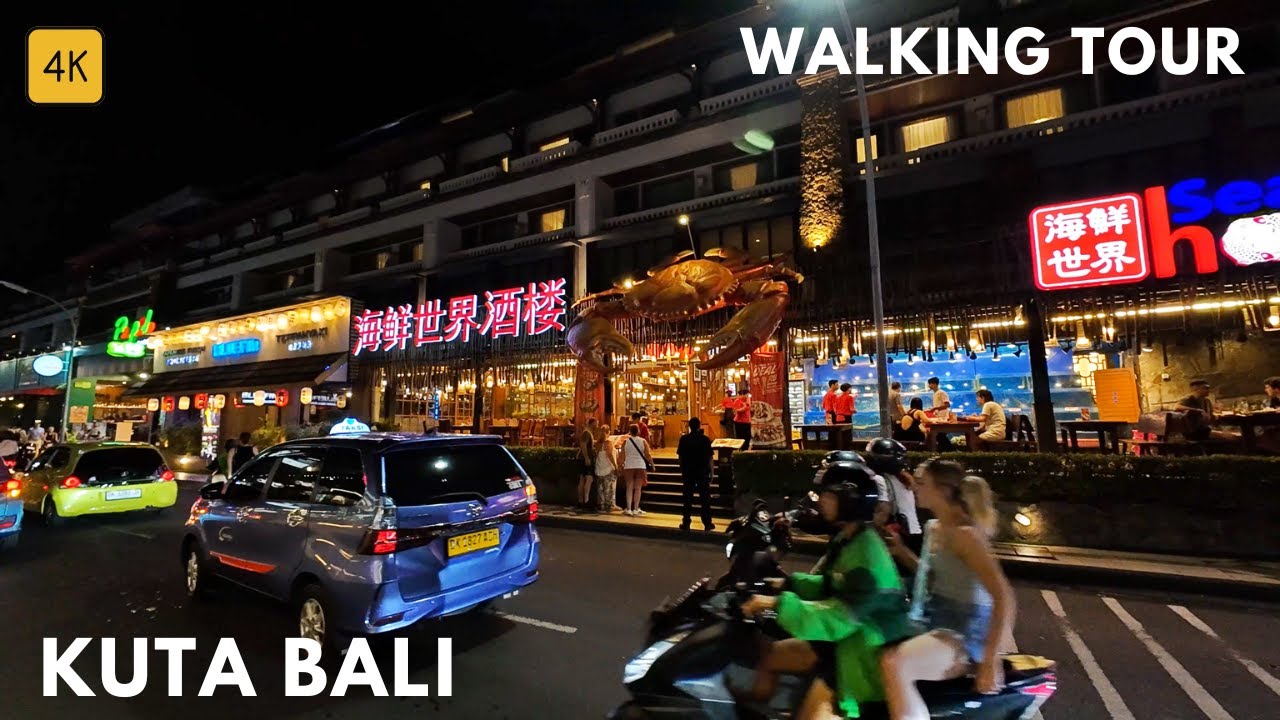Night Walking at KUTA Bali | Kartika Street to Kuta Square at Night ...