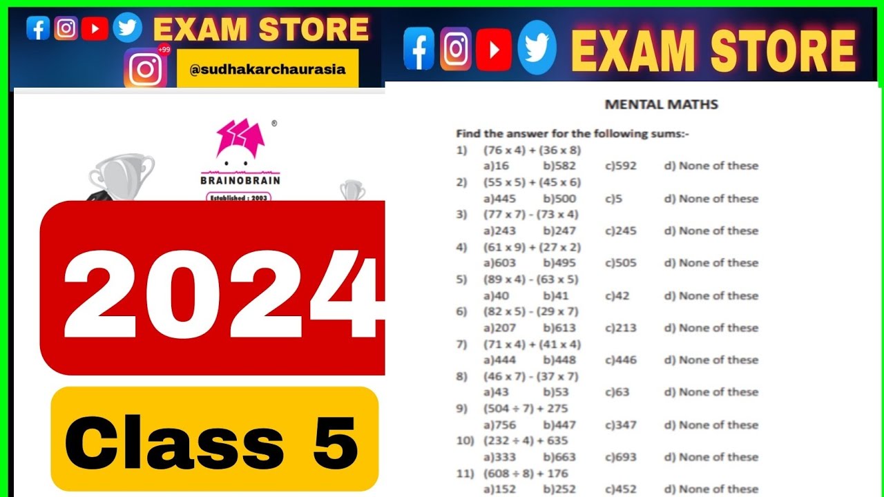 BRAINOBRAIN CLASS (5) MENTAL MATHS HOW TO SOLVE A QUESTION DIFFERENT ...