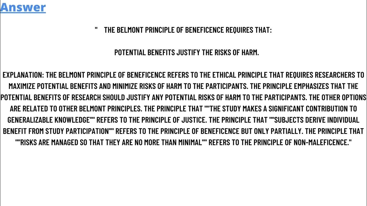 The Belmont Principle Of Beneficence Requires That Potential Benefits the-belmont-principle-of-beneficence-requires-that-potential-benefits
