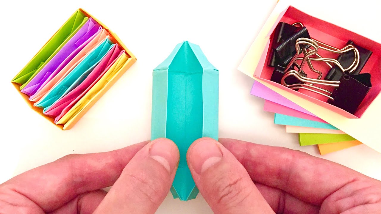 Sticky Note Origami Easy Box - How to make a paper box - Easy paper box ...