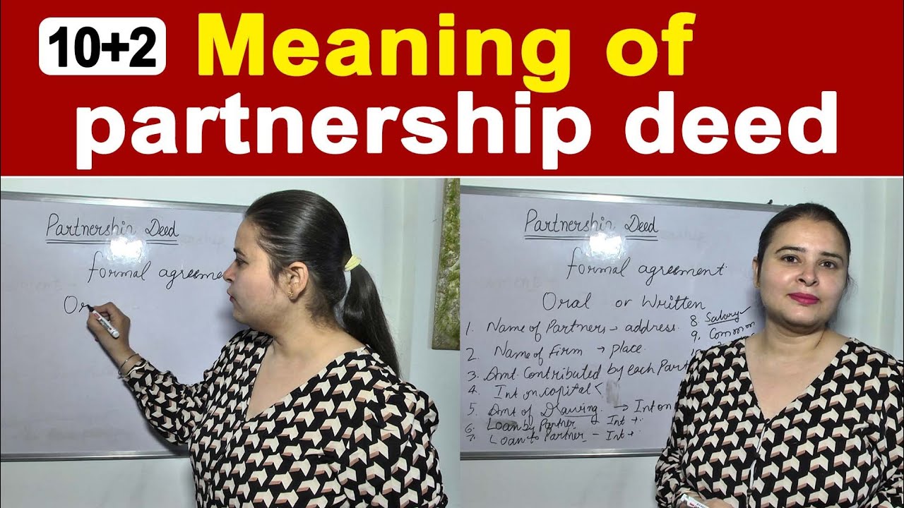 Class 10 2 Meaning Of Partnership Deed Accounts YouTube