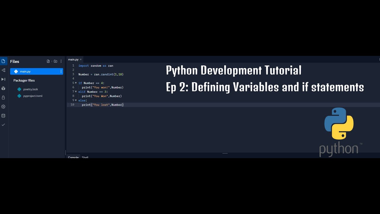Easy Python Learning || Ep.2 Defining Variables and if statements - YouTube