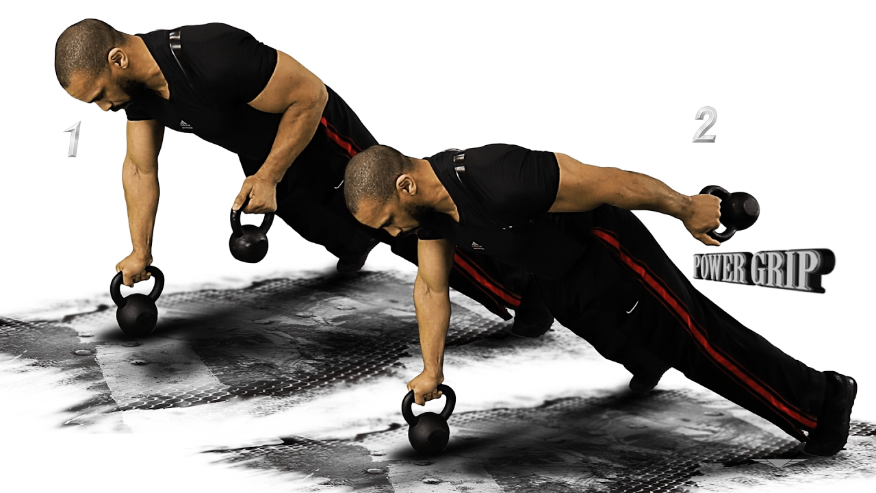 Triceps Kickback Plank Power Grip 1 Kettlebell - YouTube