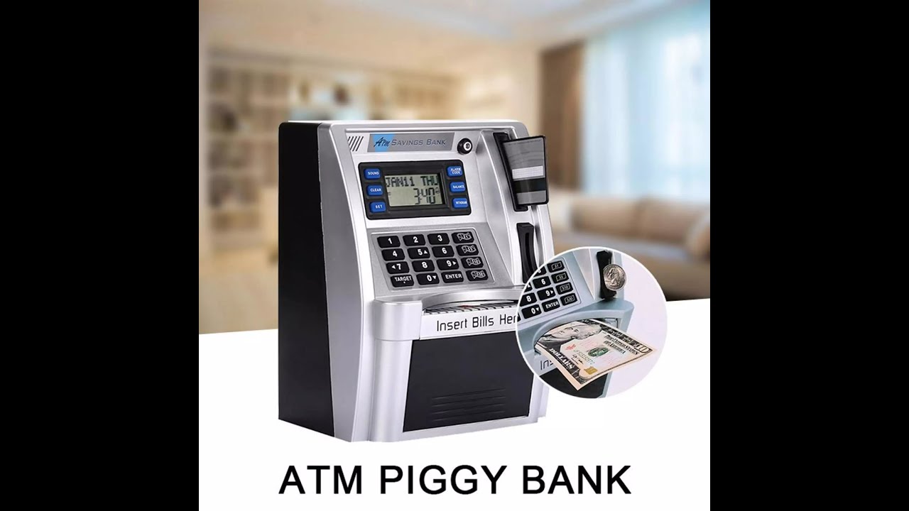 ATM Piggy Bank - ATM Machine Notes Coins Saving Box ATM Electronic ...